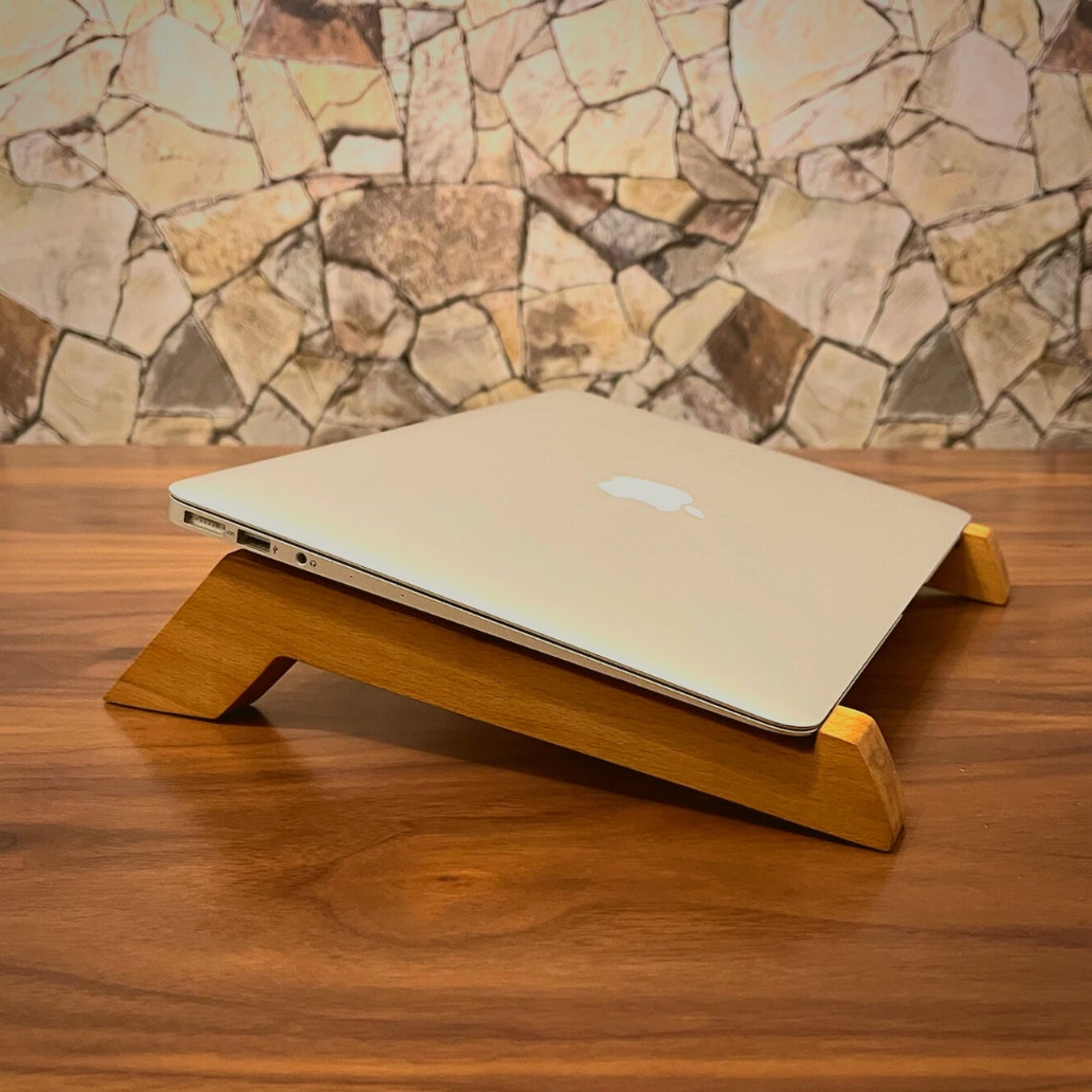 Wooden Laptop Stand Desk Organizer MacBook Stand Work From Home Gift ...