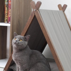 Handmade Triangle Pet House for Stylish Pets, Gray Modern Design Cat ...