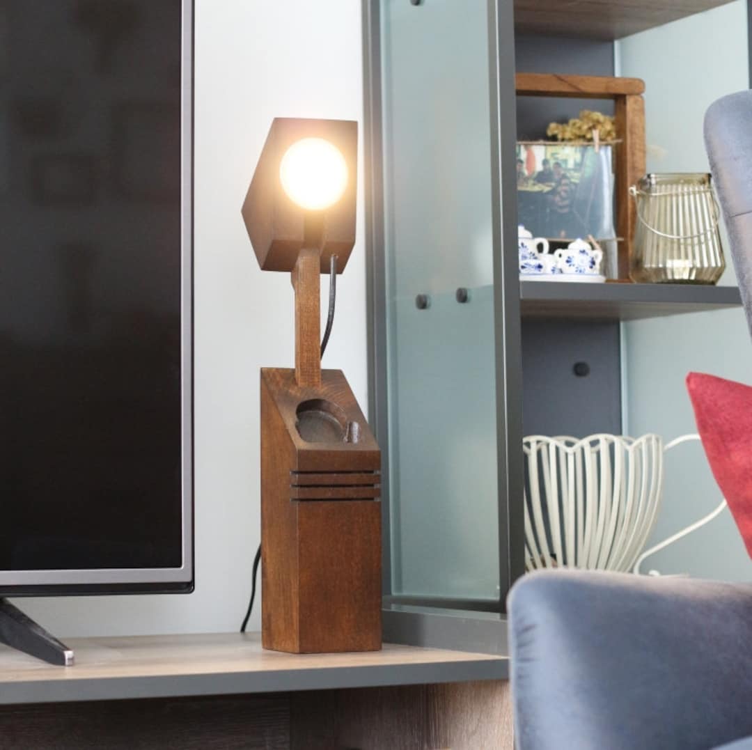 Personalized Wooden Desk Lamp Office Lamp Handcrafted Gift Reading Lamp ...