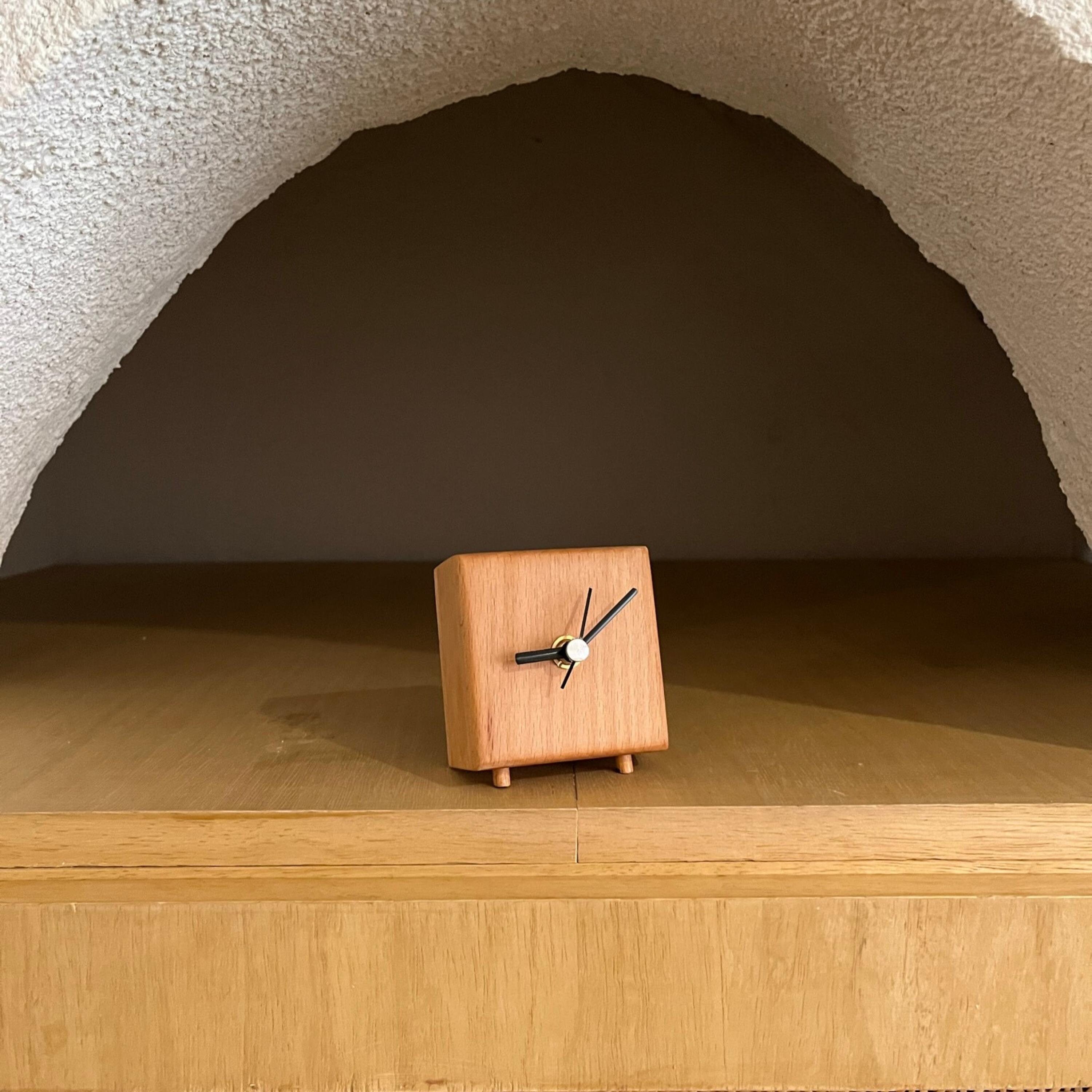 Handmade Natural Wood Color Tabletop Clock, Ultra Quiet Clock for Desk ...