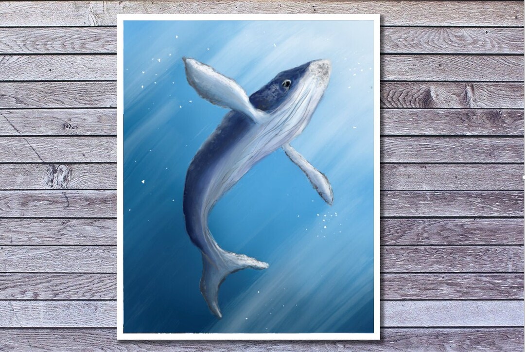 Sunlight Swim Baby Whale Art Print Ocean Seascape Fine Art Digital ...