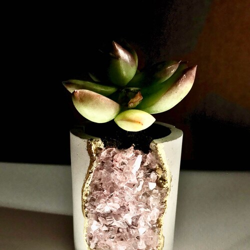Crystal Inspired Planter Cement Geode Pot Air Plant Holder - Etsy