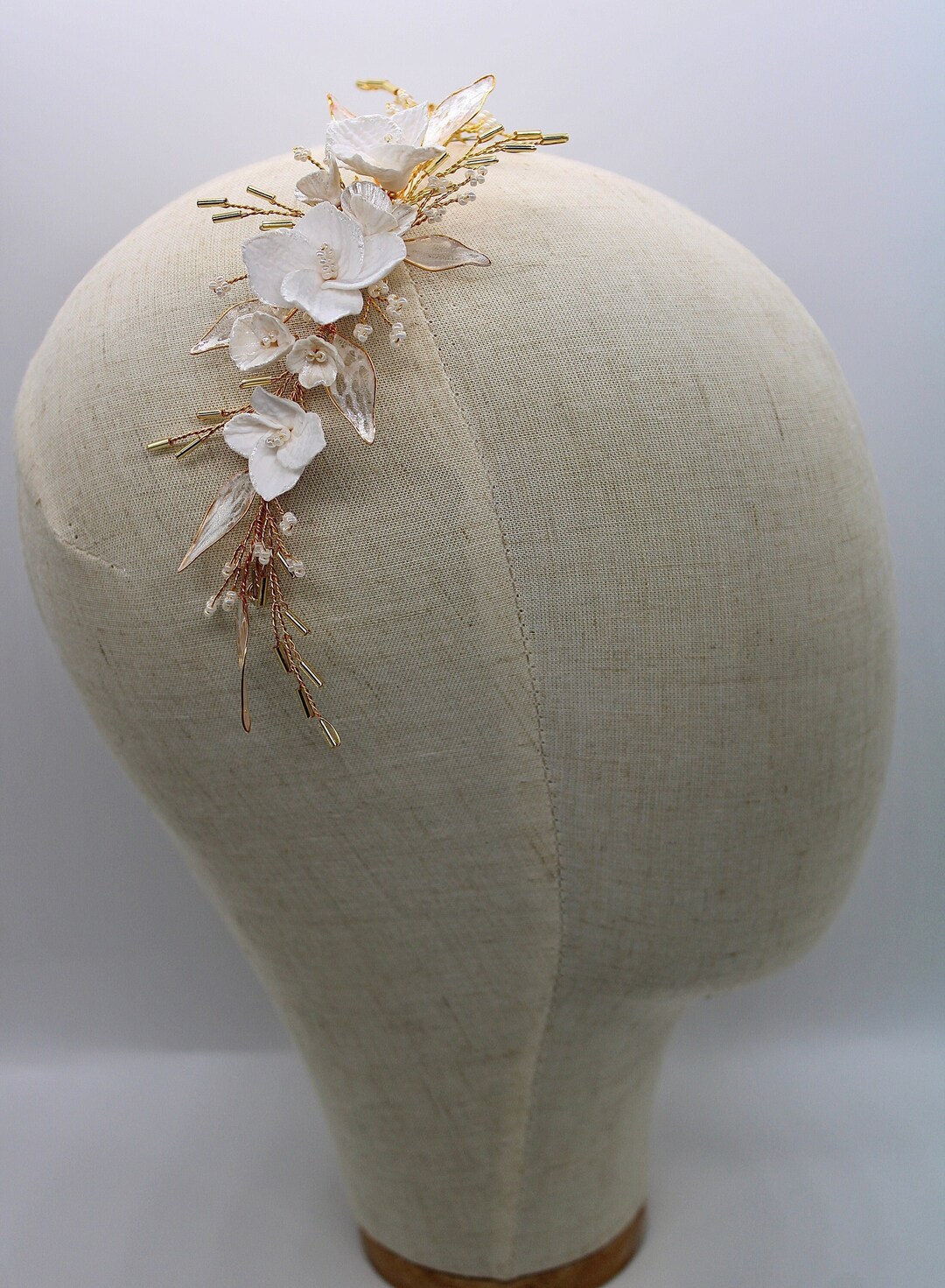 Bridal Floral Headpiece | Gold Floral Hair Vine | Bridal Leaves ...