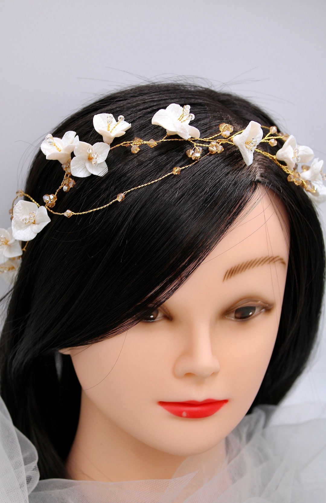 Bridal Floral Hair Garland, Wedding Flower Garland, Bridal Hair Wreath ...