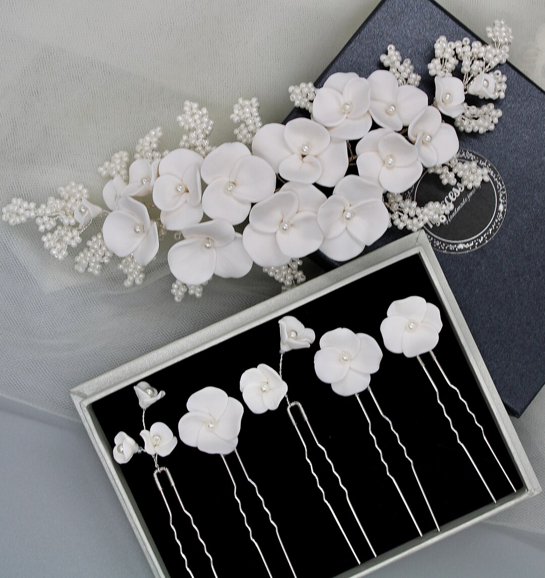 Bridal Flower Jewelry Set, Bridal Hair Vine, Bridal Hair Pins, Bridal ...