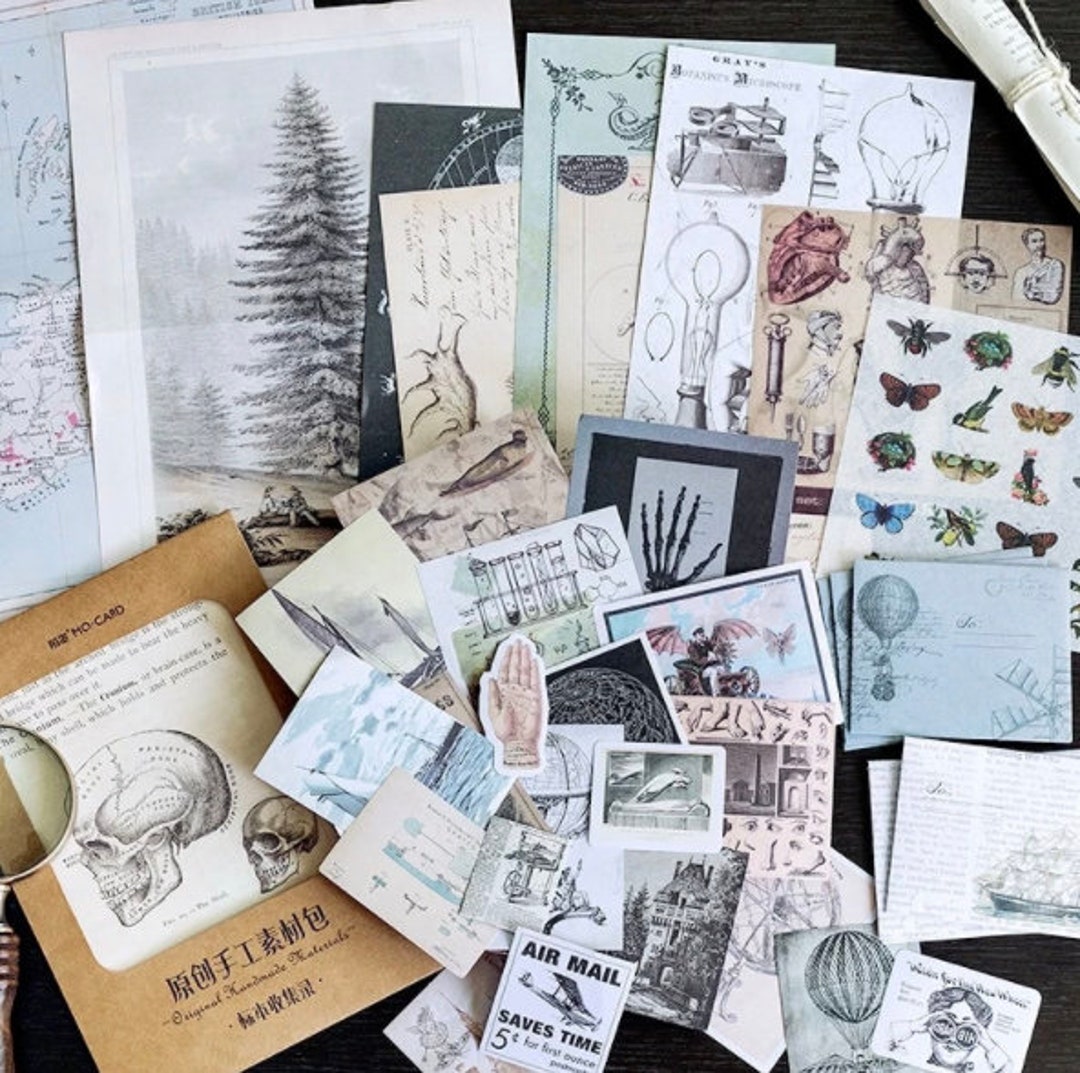 36 Piece Vintage Stickers Set Craft Kit Junk Journal Album Scrapbooking ...