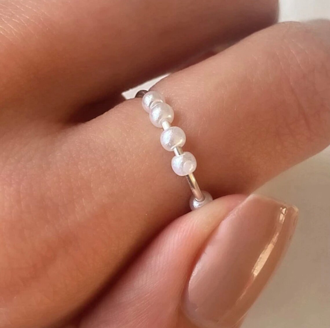 Fidget Beads Spinner Ring Simulated Pearl Fidget Rings - Etsy