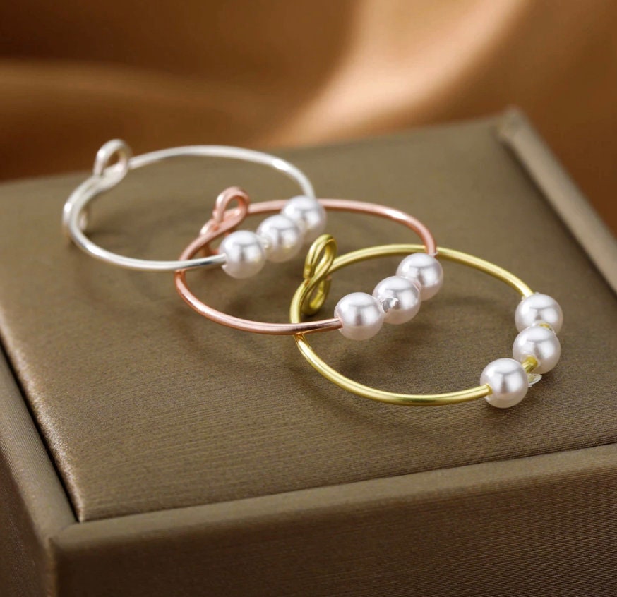 Fidget Beads Spinner Ring Simulated Pearl Fidget Rings - Etsy