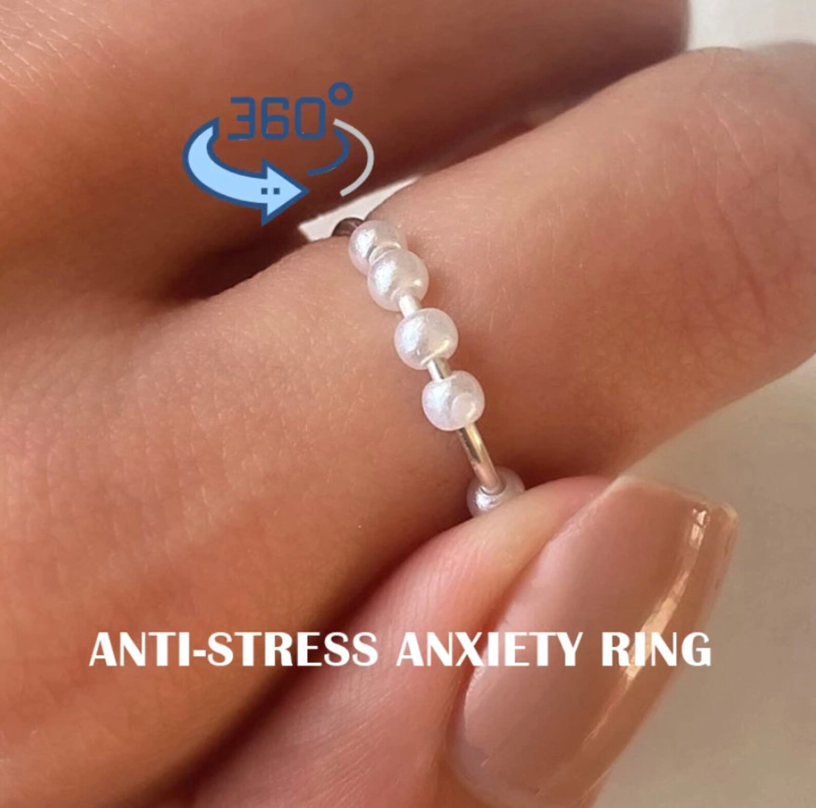 Fidget Beads Spinner Ring Simulated Pearl Fidget Rings - Etsy