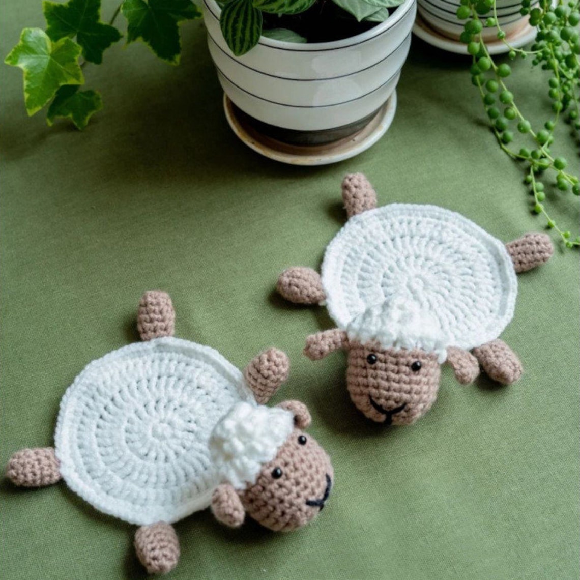 Crochet Turtle Coaster Handmade Crochet Sheep Coaster Cute - Etsy