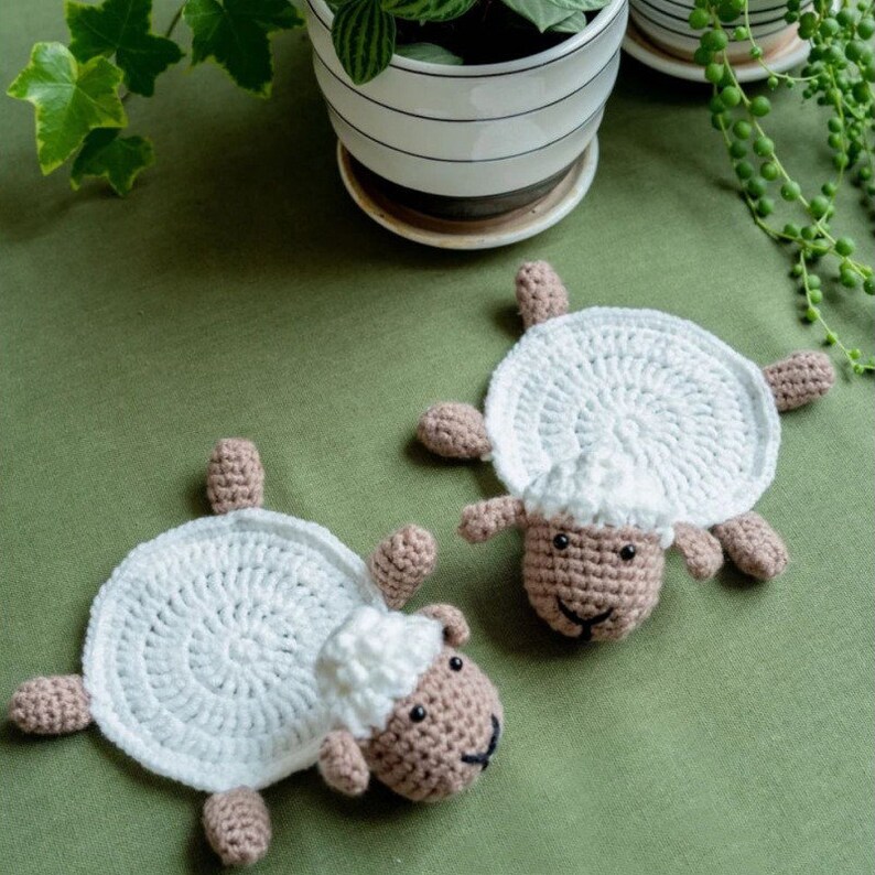 Crochet Turtle Coaster Handmade Crochet Sheep Coaster Cute - Etsy