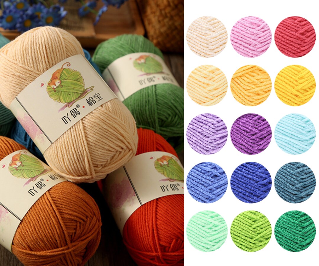 40g Milk Cotton Yarn, Soft 4 Ply Milk Cotton Yarn for Crafting ...