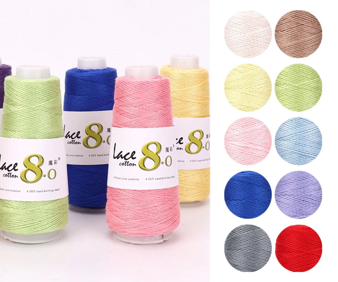 50g Cotton Lace Yarn, 1mm Crochet Lace Yarn in Size 8, 60% Cotton 40 ...