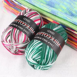 Variegated Milk Cotton Yarn, 3 Ply Soft Cotton Yarn, 50 Grams Amigurumi ...