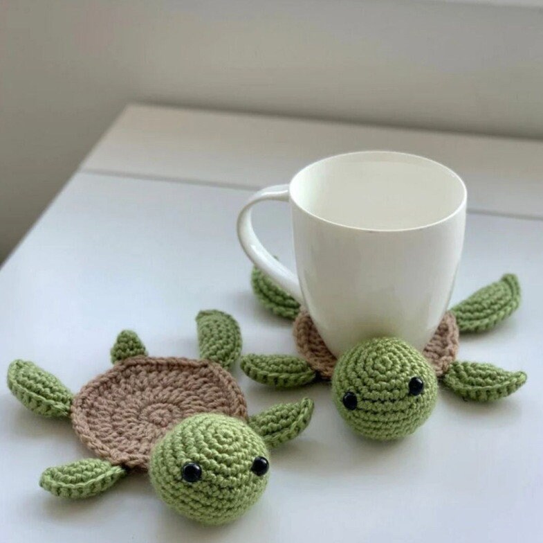 Crochet Turtle Coaster Handmade Crochet Sheep Coaster Cute - Etsy
