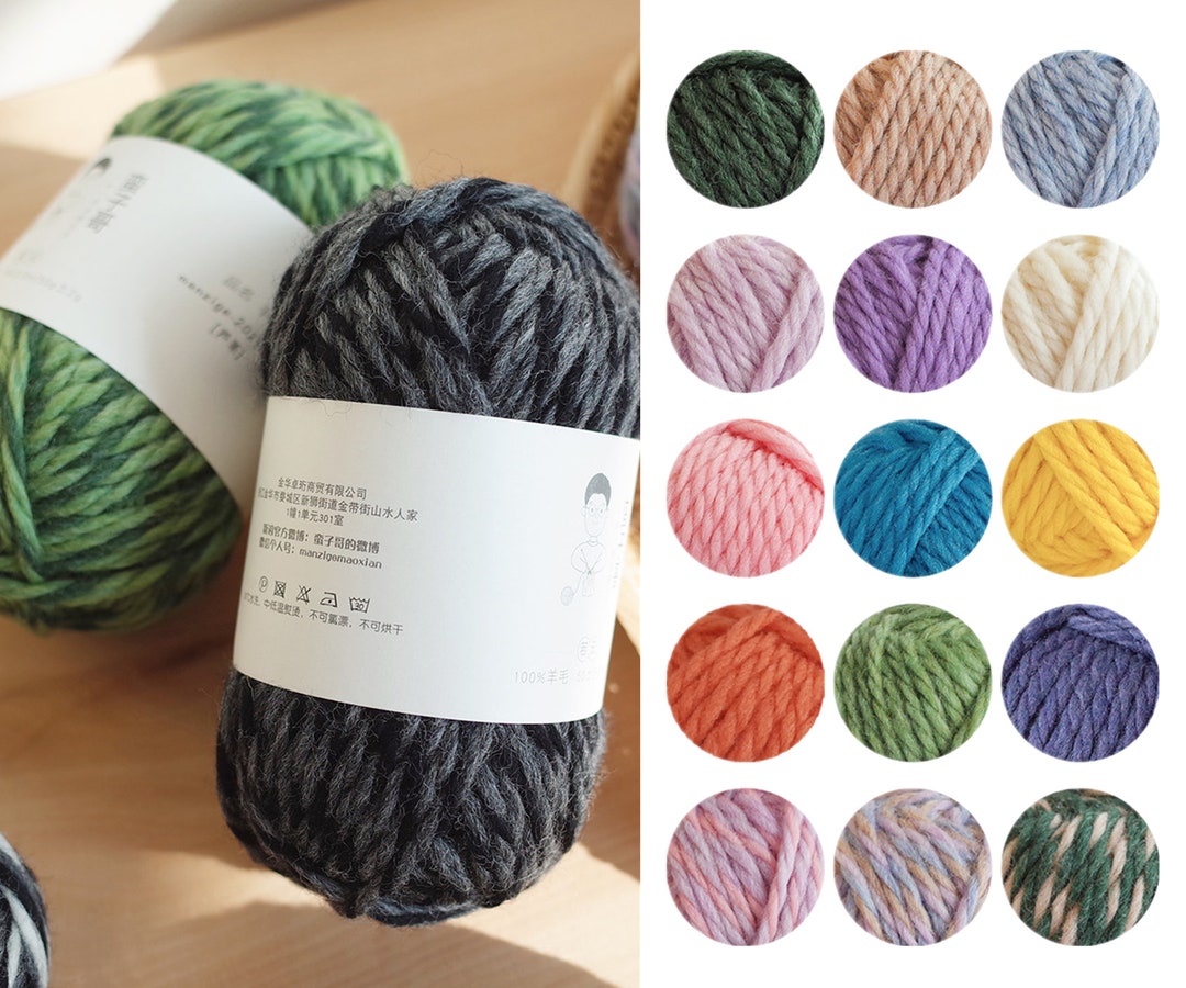 100% Wool Yarn, 50g Chunky Crochet Yarn, Amigurumi Wool Yarn, 50 Meters ...