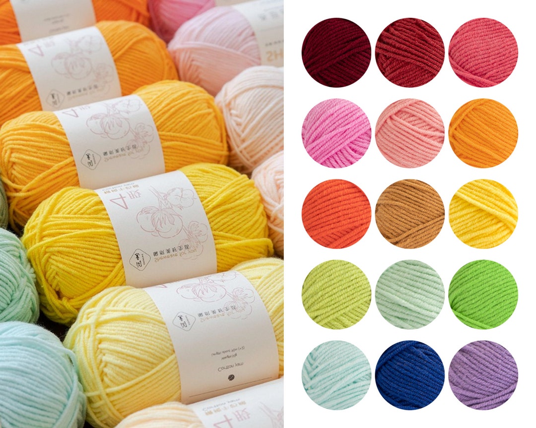 4 Ply Soft Milk Cotton Yarn, 50g Cotton Yarn for Crafting and Amigurumi ...