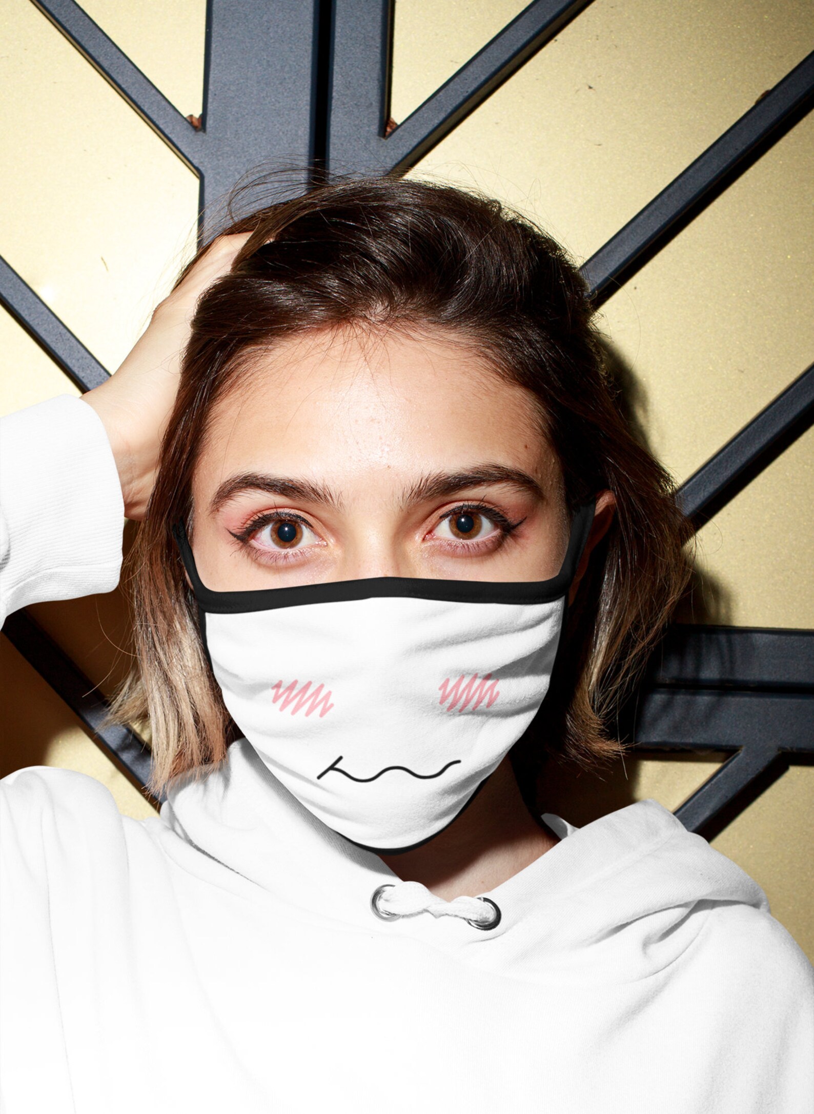 Blushing Smiling Mouth Face Mask UwU Mask Emoji Face Mask | Etsy