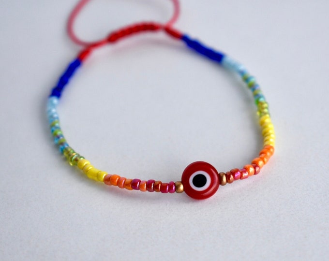 Dainty Evil Eye Bracelet, Evil Eye Bracelet, Mal De Ojo Bracelet, Red ...