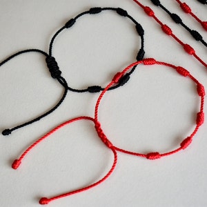 7 Knot Red String Bracelet, 7 Knot Bracelet, Red String Bracelet, Red ...