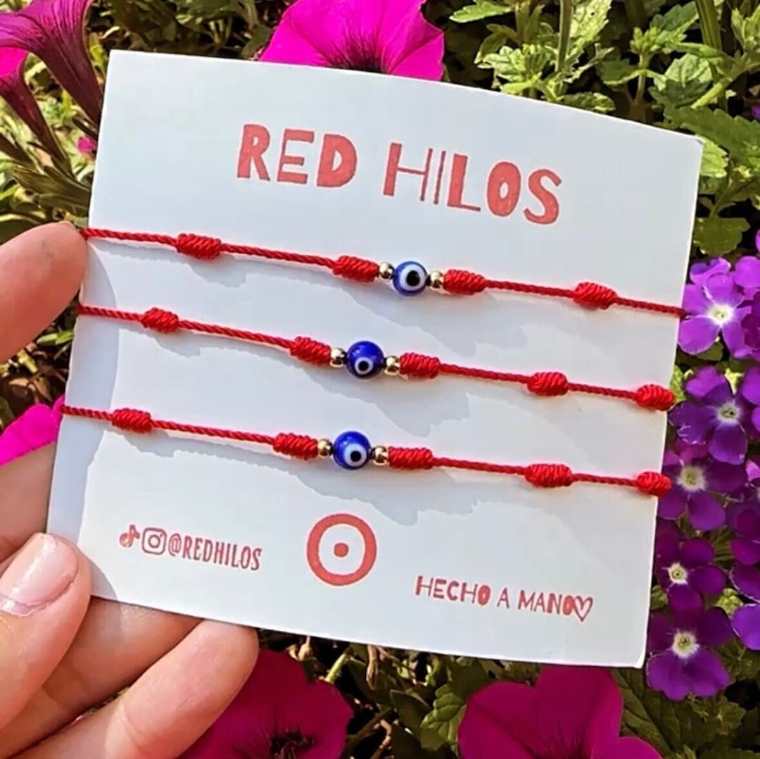 Evil Eye Bracelet, Ojo Turco Bracelet, 7 Knot Red String Bracelet, 7 ...