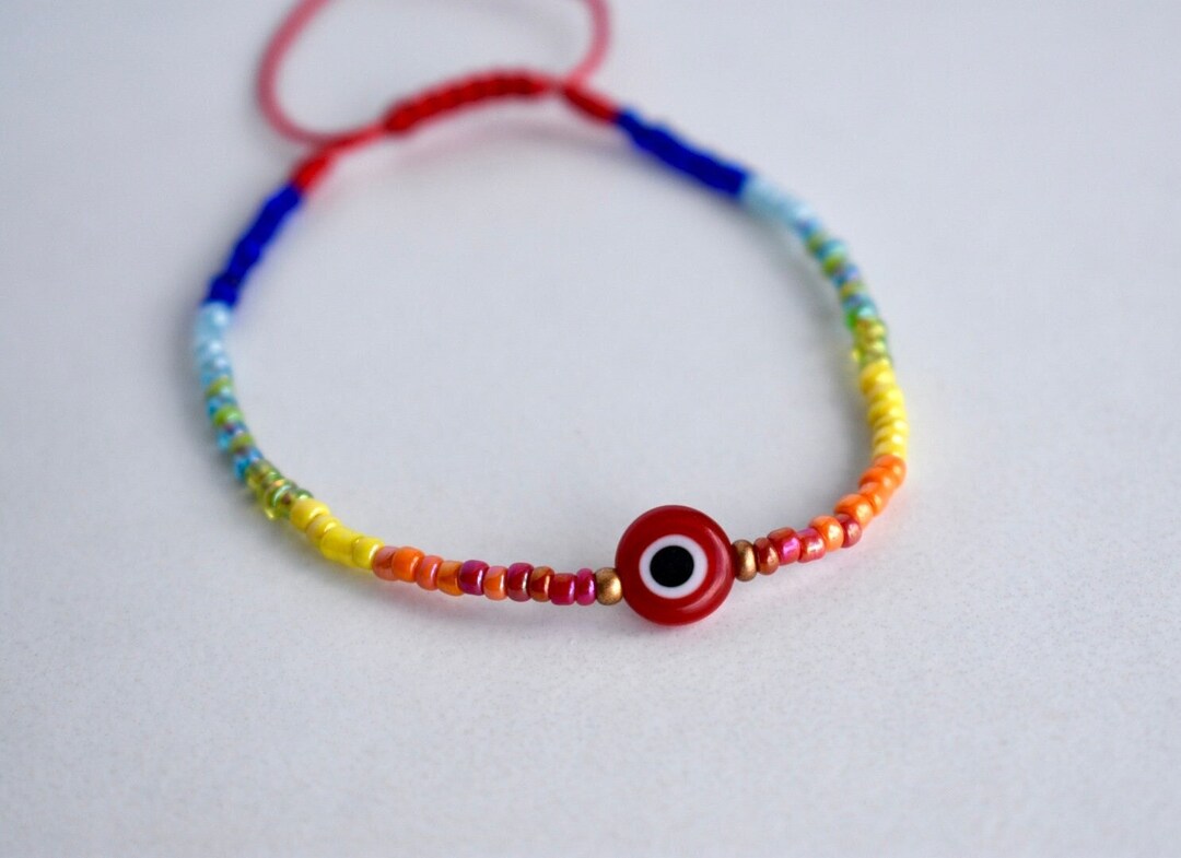 Dainty Evil Eye Bracelet, Evil Eye Bracelet, Mal De Ojo Bracelet, Red ...