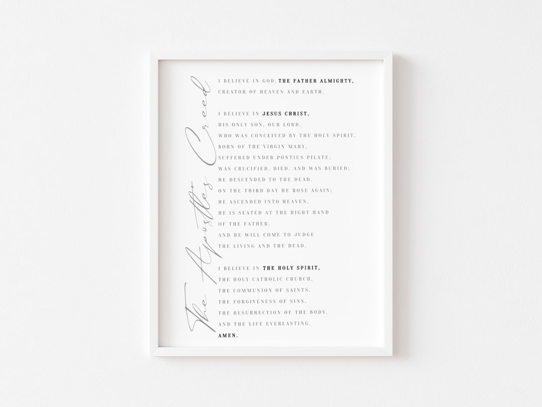 The Apostles Creed, Christian Bible Art Print, Christian Gift ...
