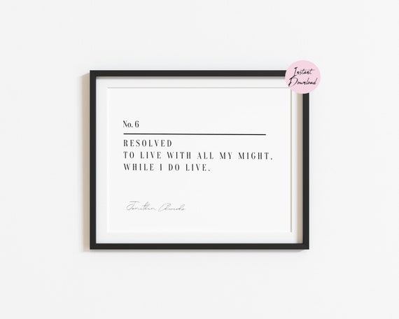 Jonathan Edwards Resolutions Art Print Christian Gift for | Etsy