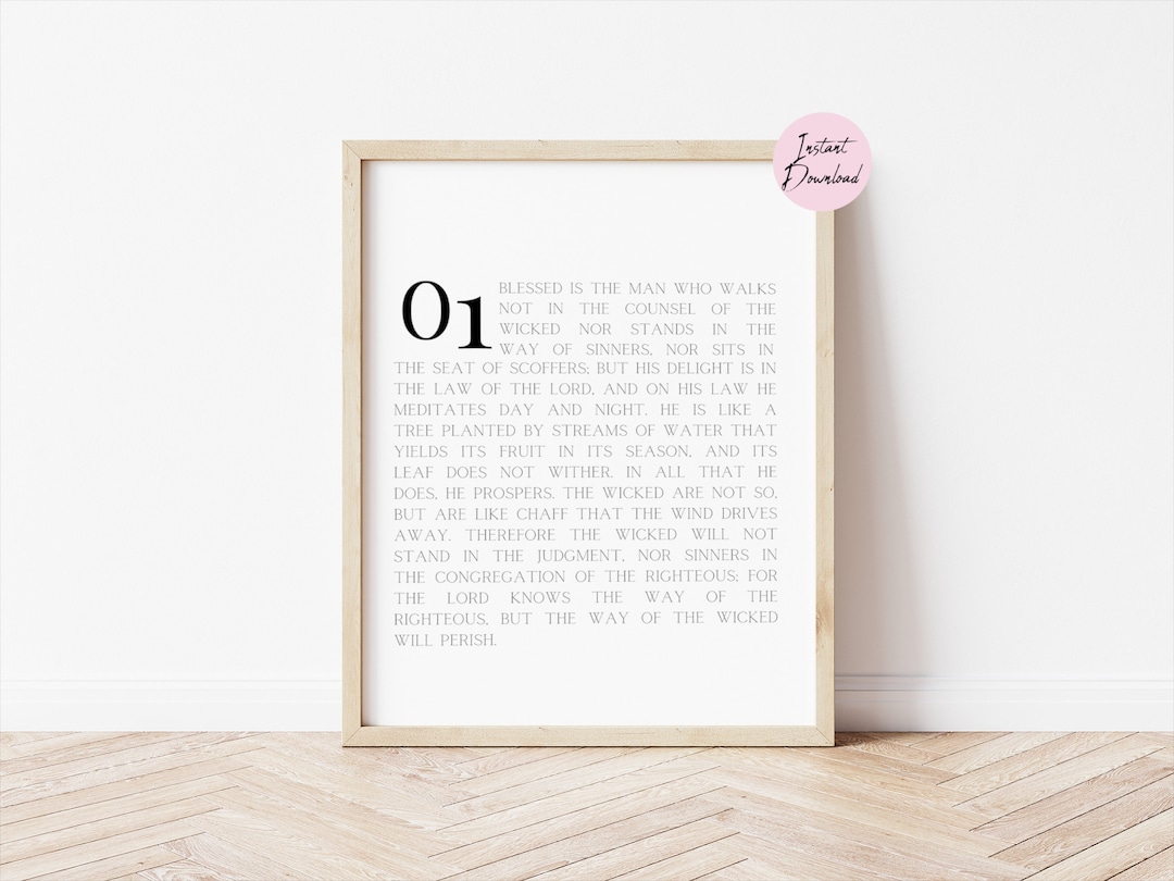 Psalm 1, Printable Bible Verse Print, Christian Wall Art Print ...