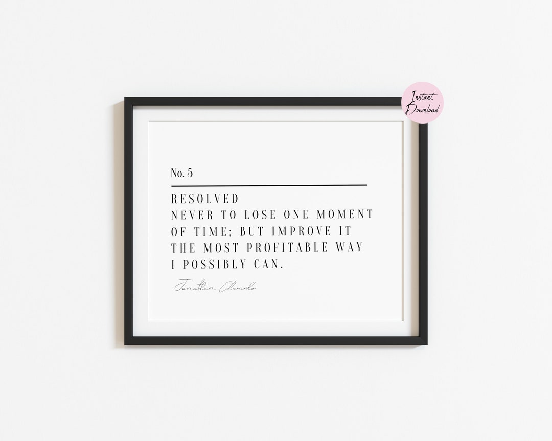 Jonathan Edwards Resolutions Art Print, Christian Gift for Men ...