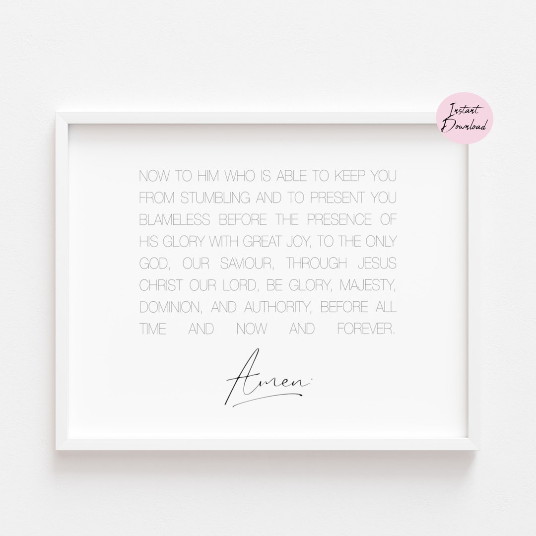 Jude 24-25 Christian Benediction, Printable Bible Verse, Scripture ...