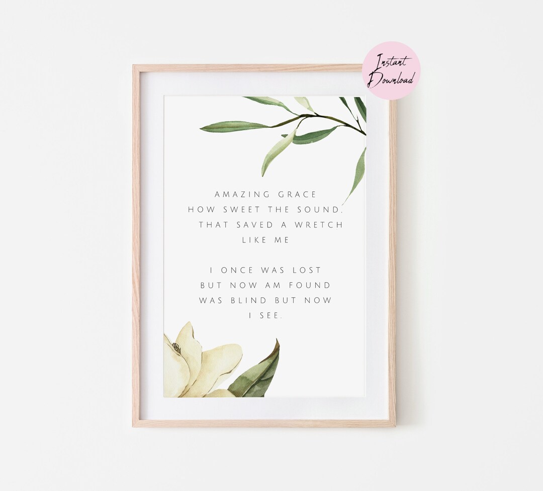 Amazing Grace Printable Art, Printable Bible Verse, Christian ...