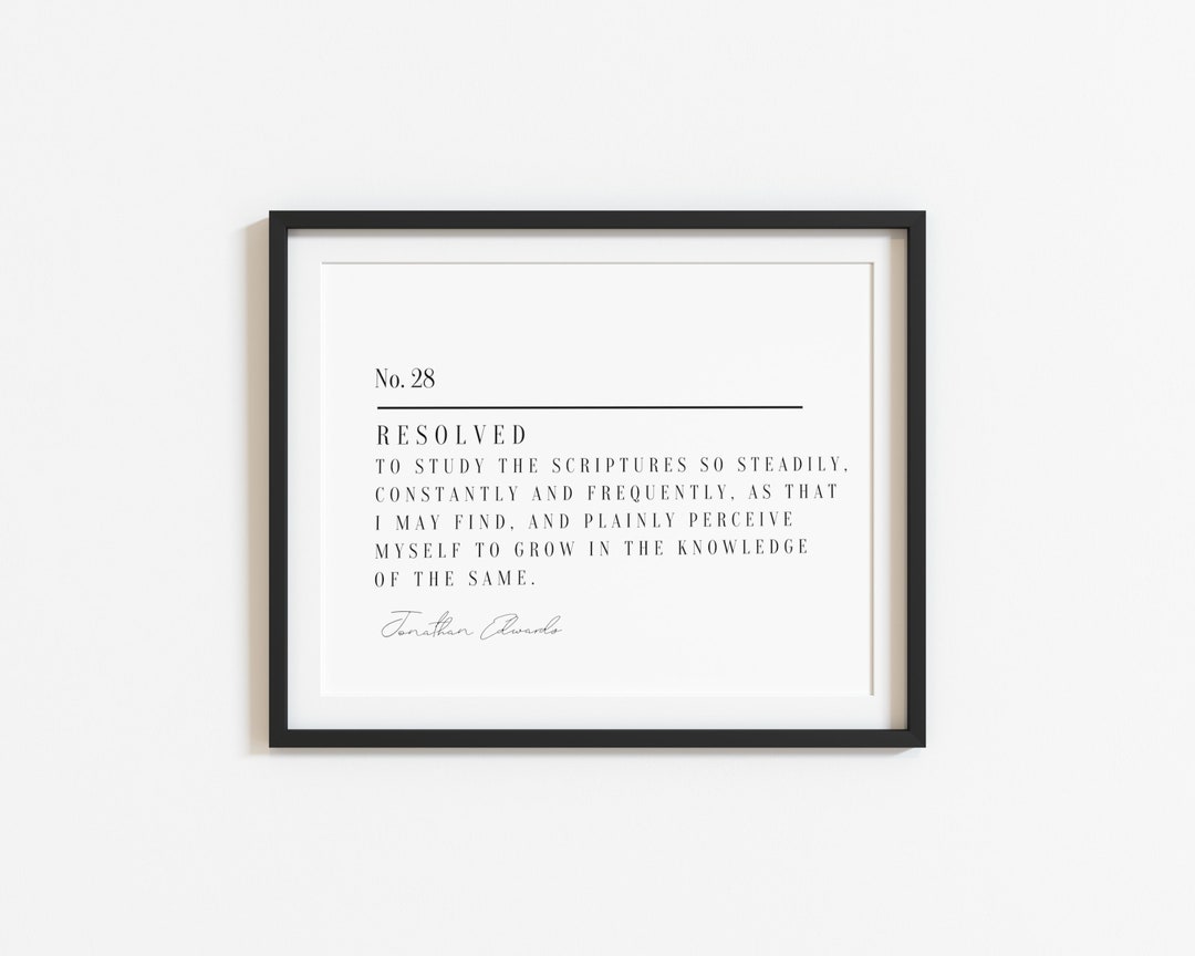 Jonathan Edwards Resolutions, Christian Gift for Men, Christian Art ...