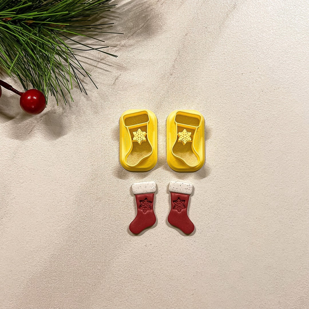 Mirrored Christmas Stocking Clay Cutter Set for Earring Making, Ready ...