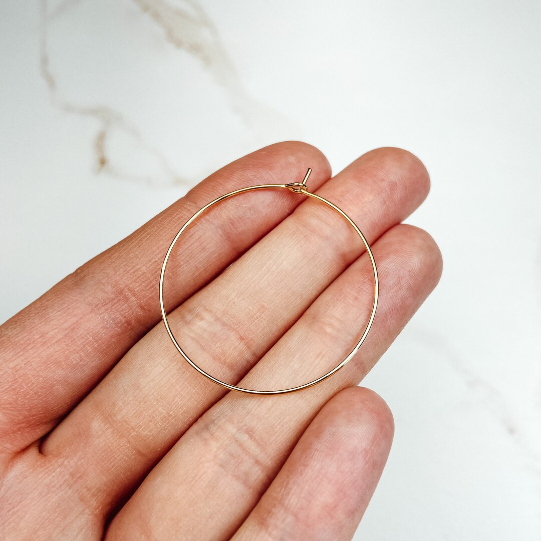 35mm 18K Gold Plated Hoop Findings, Gold Plated Earring Findings, Gold ...