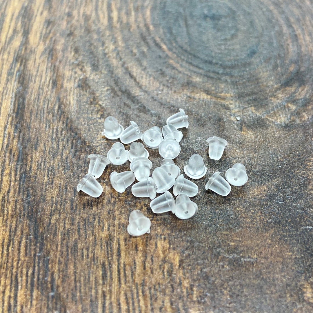 BULK 100 Pcs Silicone Rubber Earring Backs, Clear Earring Backs, Soft ...