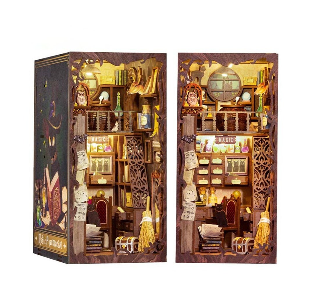 Magic Pharmacist Book Nook Kits DIY Wooden Bookshelf Miniature - Etsy
