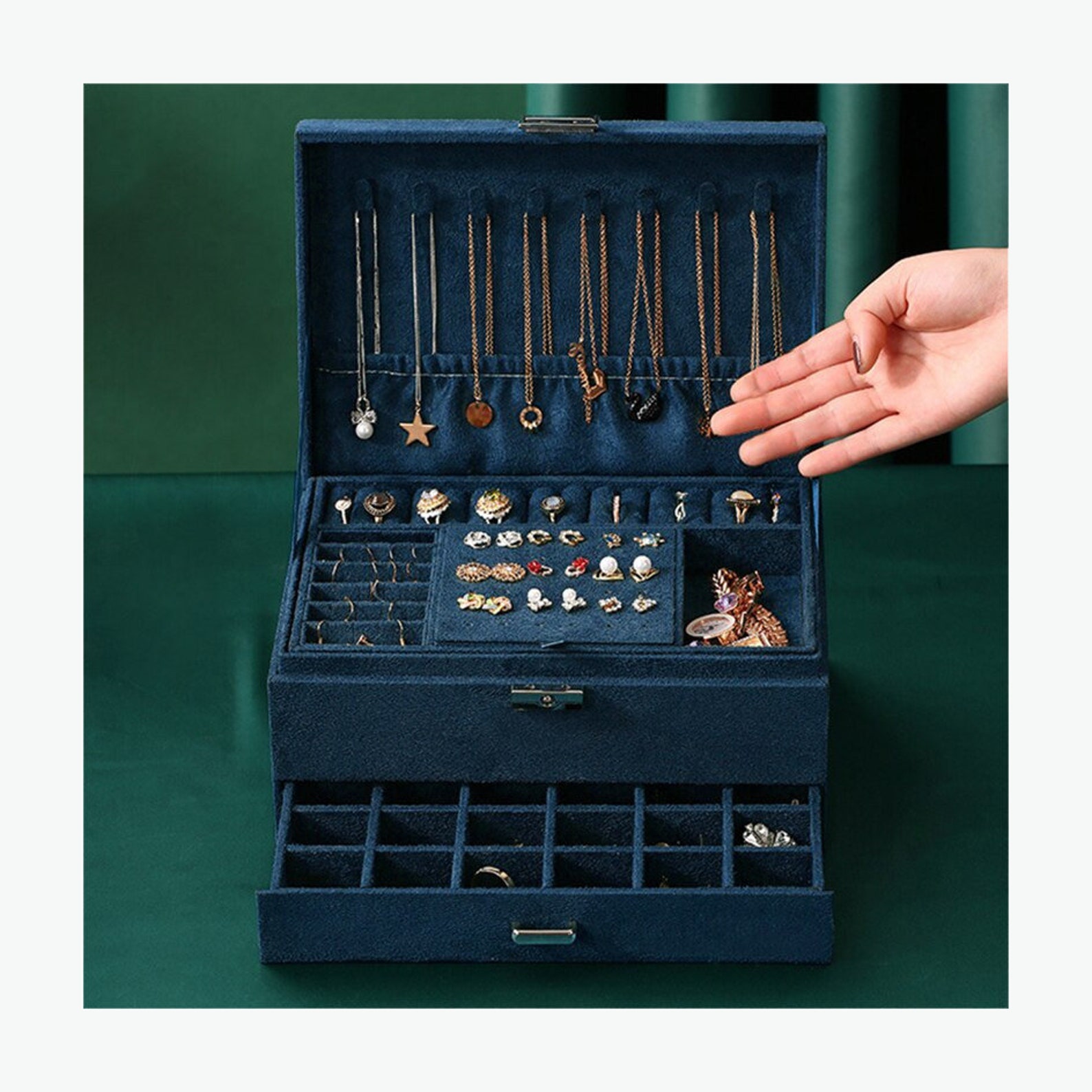 3 Layer Jewelry Box With Lock Jewelry Organizer for Women - Etsy