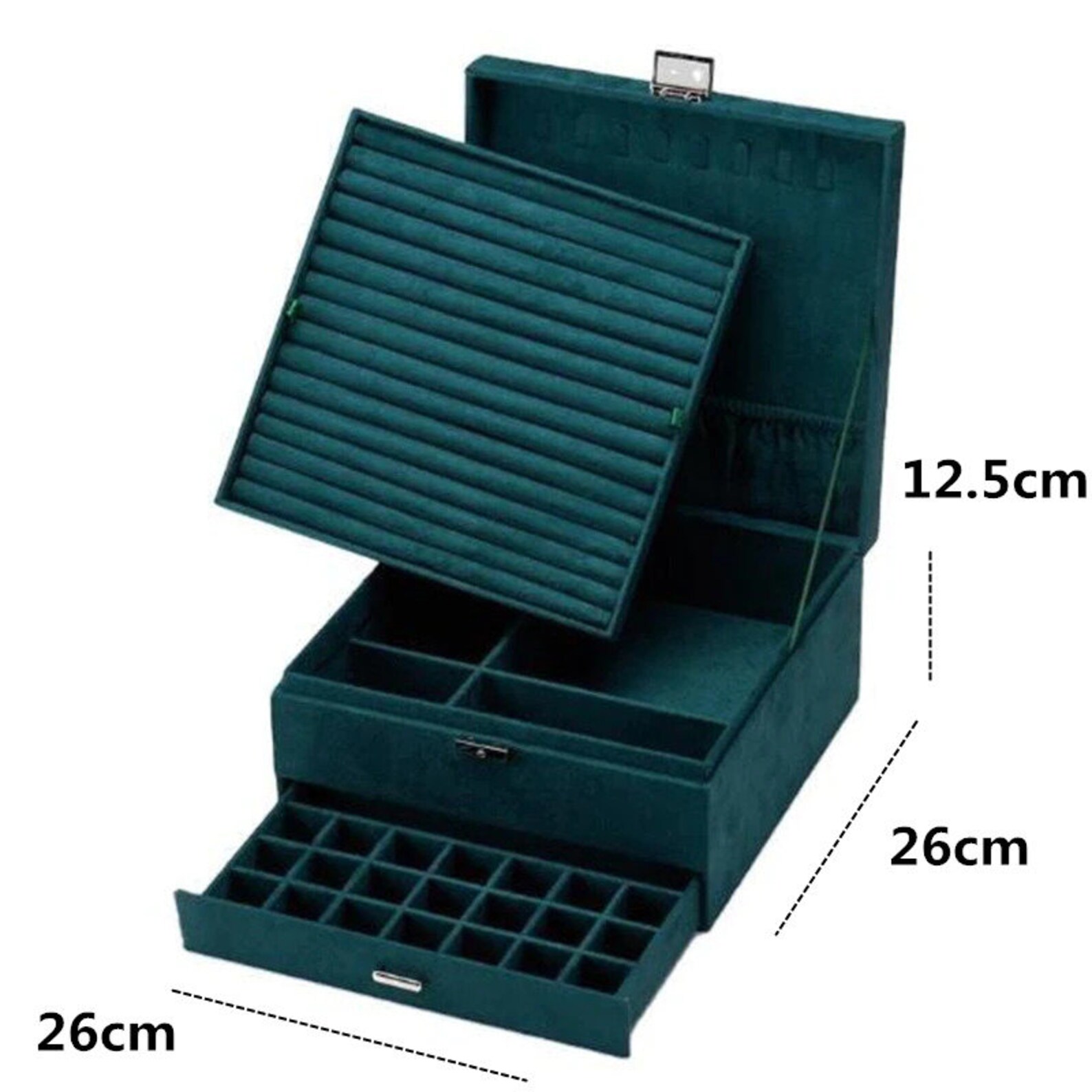 Large Jewelry Box With Lock 3-layers Flannel Jewelry Organizer - Etsy
