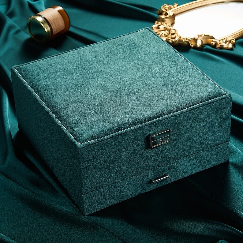 Large Jewelry Box With Lock 3-layers Flannel Jewelry Organizer - Etsy