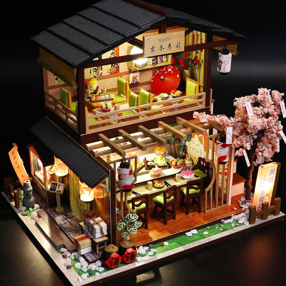 DIY Wooden Doll House Kit Japanese Architecture House With - Etsy