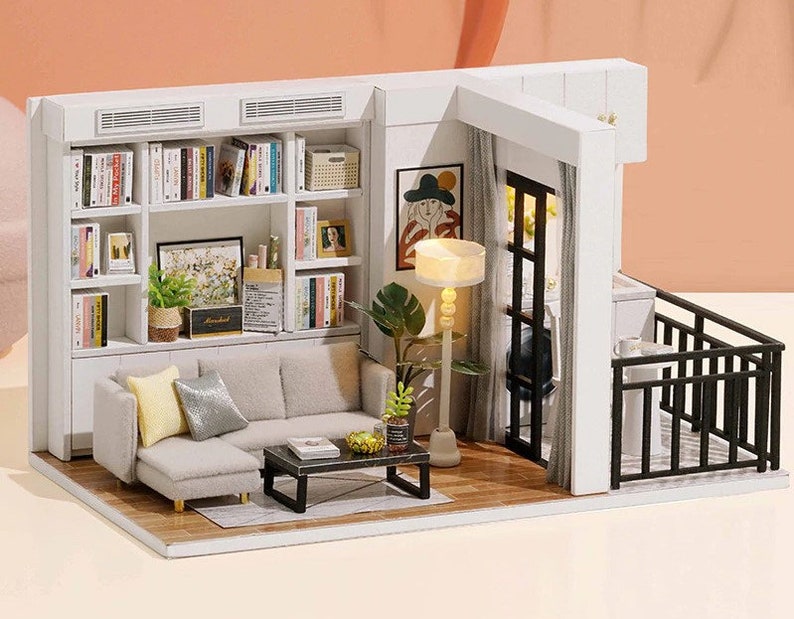 Mini DIY Wooden Doll House Kit Self Assembly Miniature With | Etsy