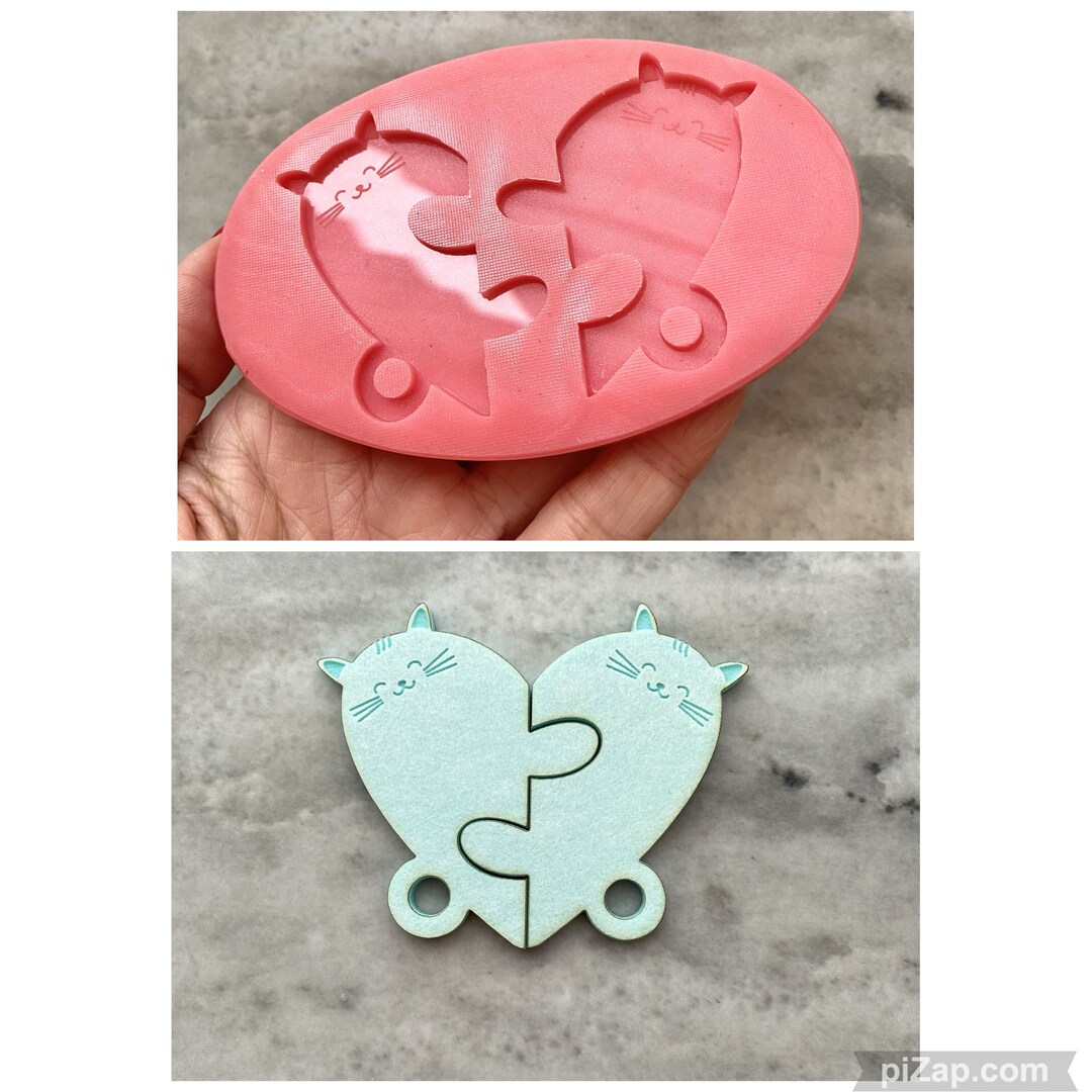 Cuddling Cats Keyring Silicone Mould, His and Hers Keychains ...