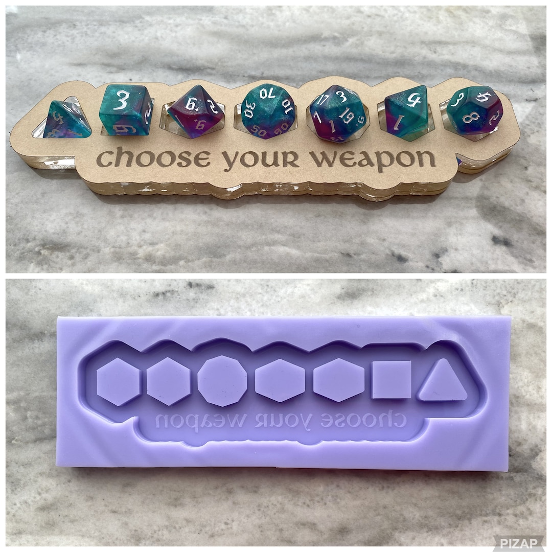 Dnd ‘choose Your Weapon’ Dice Display Silicone Mould, Dungeons and ...