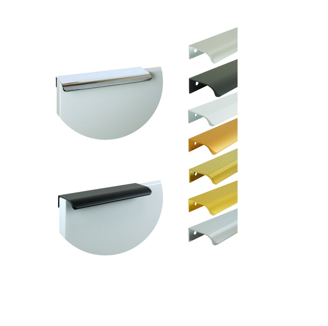 Modern Hidden Handles White Drawer Dresser Cabinet Pulls Black Kitchen ...