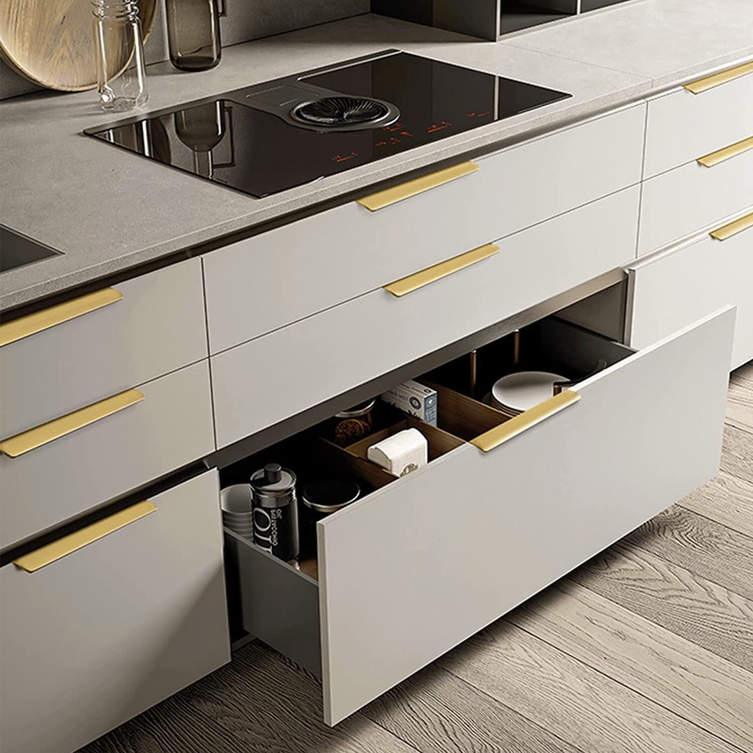 Moderne versteckte Griffe goldener Glanz Schubladen Kommode Schrank ... Moderne versteckte Griffe goldener Glanz Schubladen Kommode Schrank ...