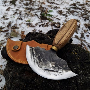 Leather Round Knife. Skinning Knife. Forged Head Round Knife. Round ...