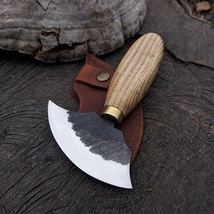Small Leather Round Knife Forged Knife for Leather Half Moon - Etsy