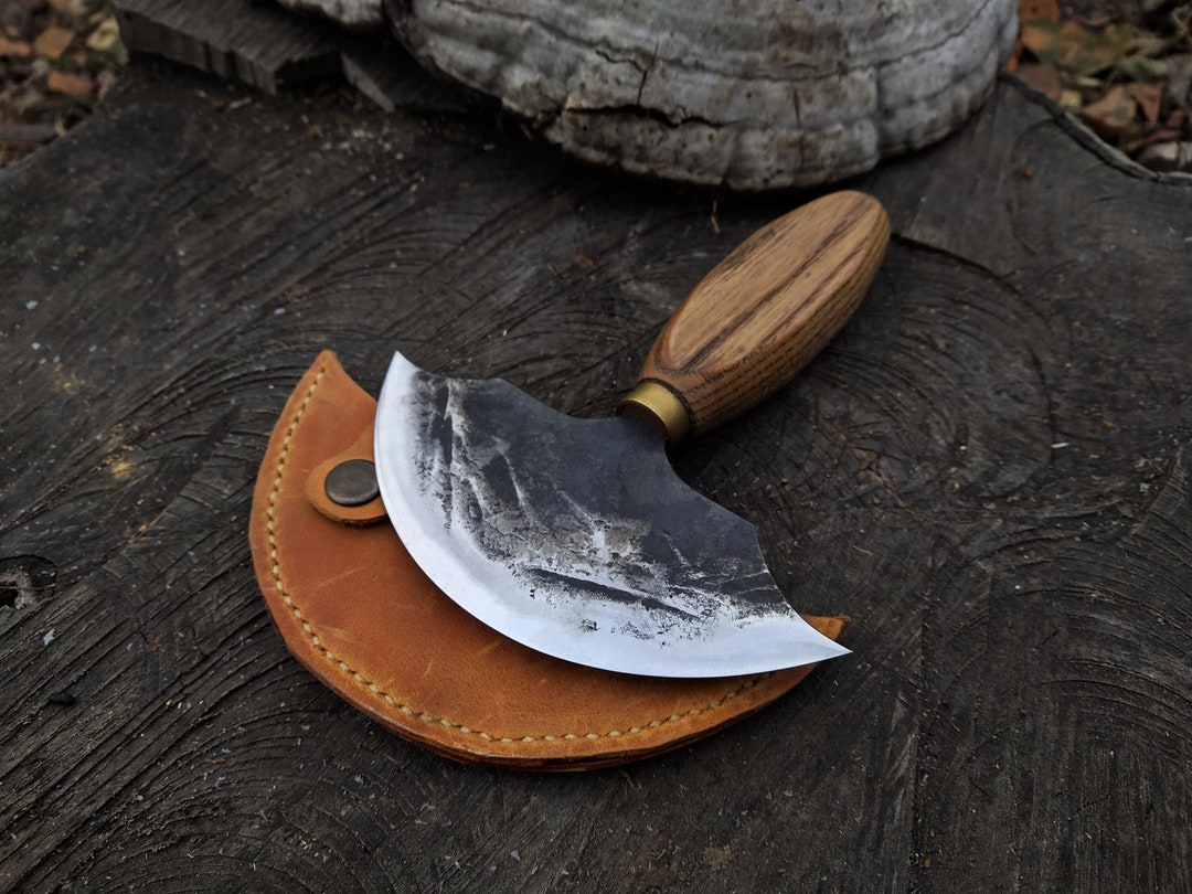 Leather Round Knife. Skinning Knife. Forged Head Round Knife. Round ...
