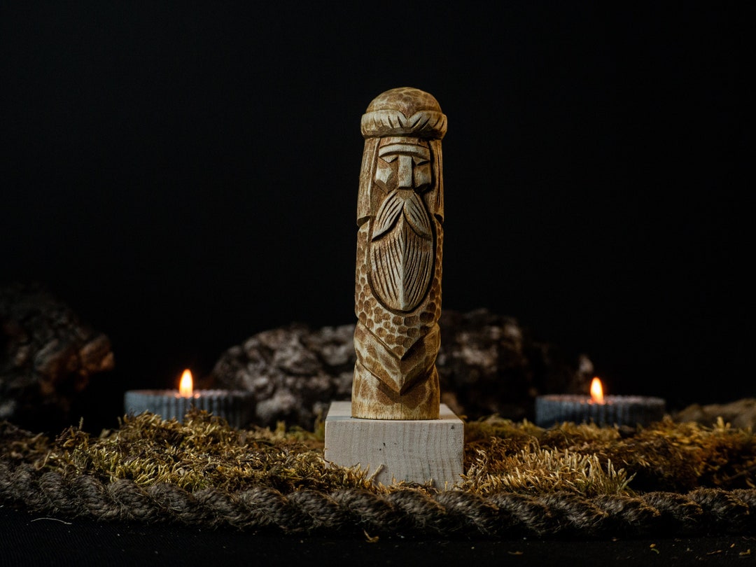 Wooden Figurine Njord Scandinavian God. Wood Carving. Altar Heathen ...